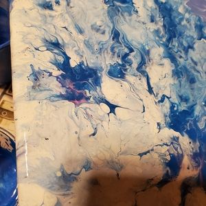 Christille's Creations | Accents | Ooak Acrylic Paint Pour In Blue And ...